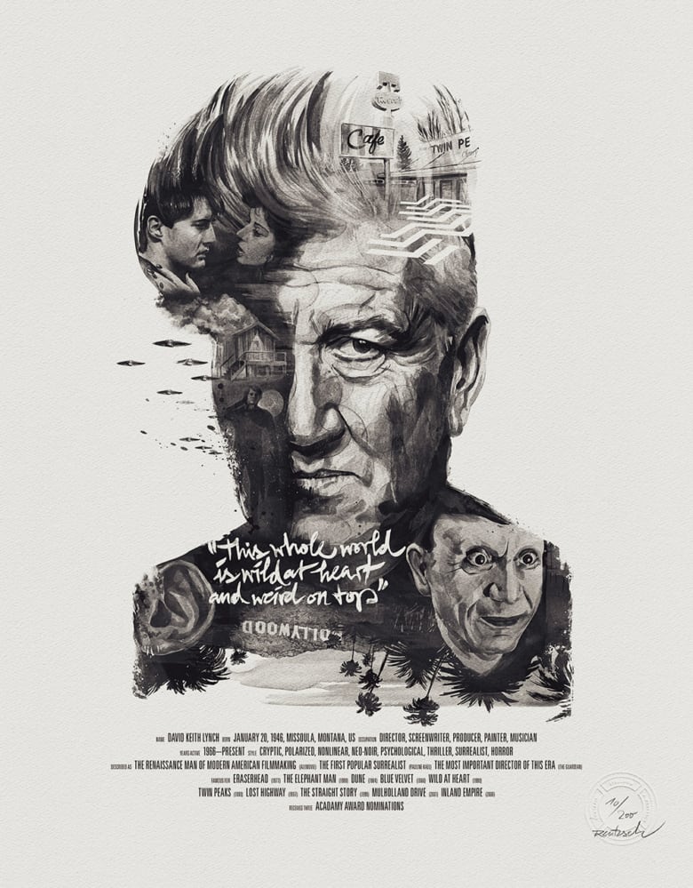 Spectacular David Lynch Portrait Incorporates Scenes From His Films ...