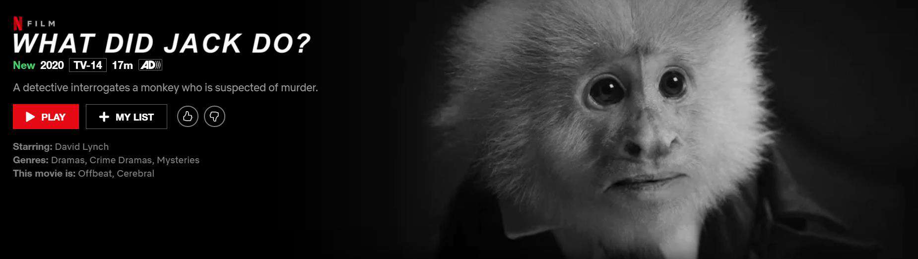David Lynch Premieres “What Did Jack Do?” On Netflix, Starring A ...